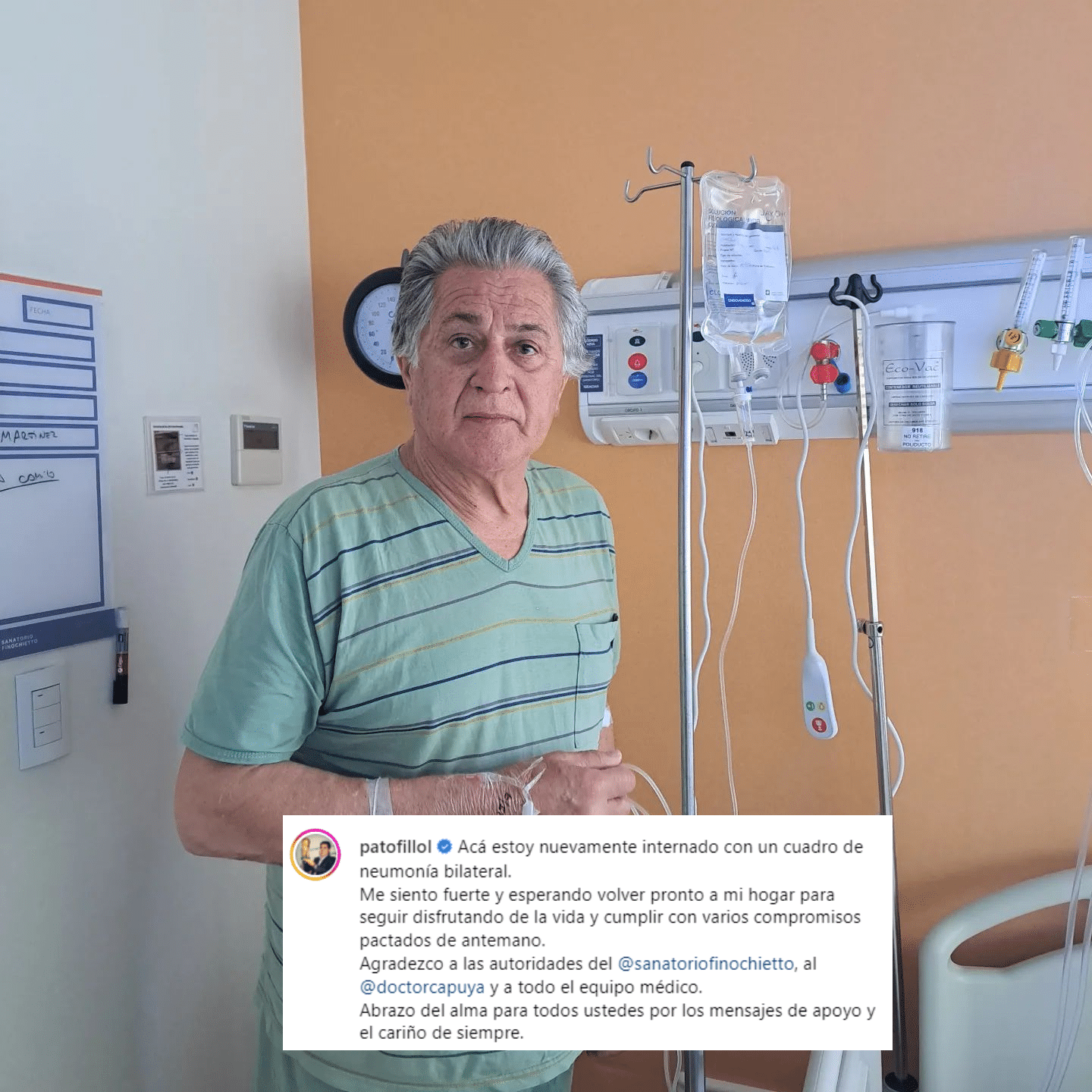 Internaron al Pato Fillol: los detalles de su estado de salud y el ...